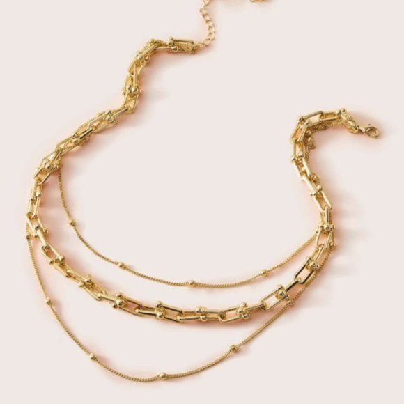 Jewelry | Gold Color Link Chain Three Layer Necklace | Poshmark